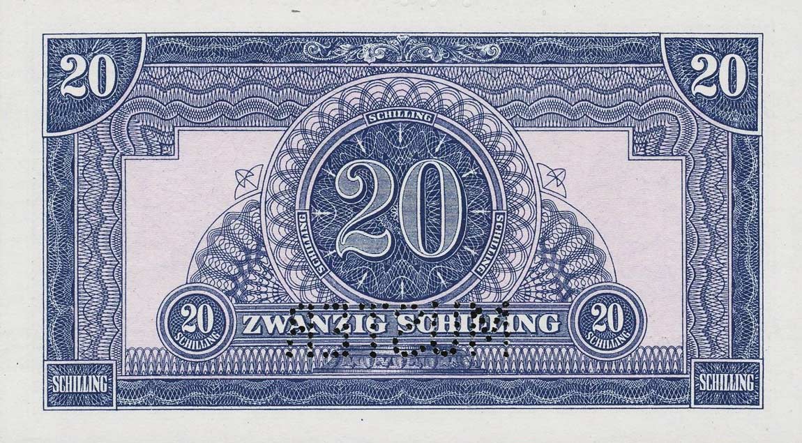 RealBanknotes.com > Austria p107s: 20 Schilling from 1944