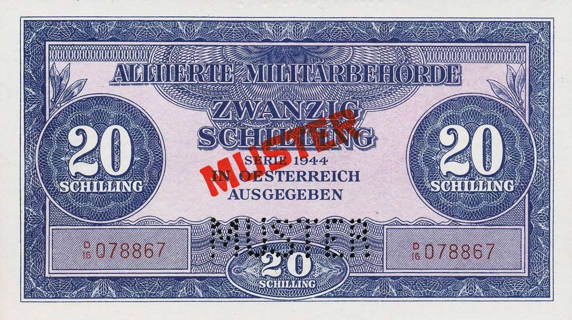 RealBanknotes.com > Austria p107s: 20 Schilling from 1944