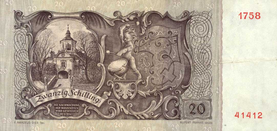 RealBanknotes.com > Austria p129a: 20 Schilling from 1950