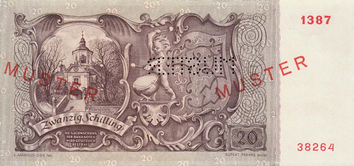 RealBanknotes.com > Austria p129s: 20 Schilling from 1950