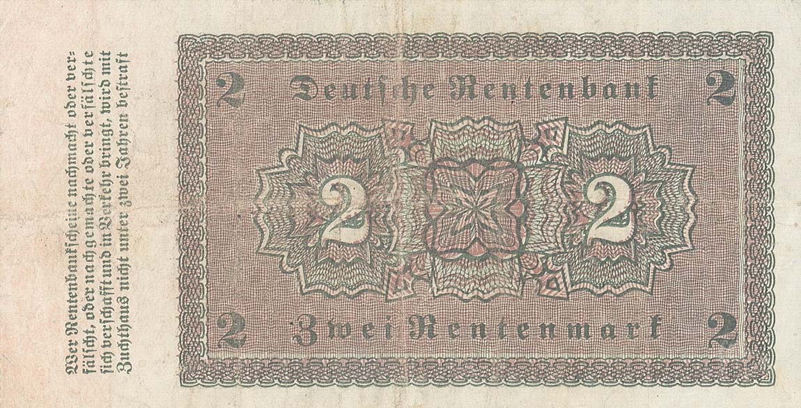 RealBanknotes.com > Germany p162a: 2 Rentenmark from 1923