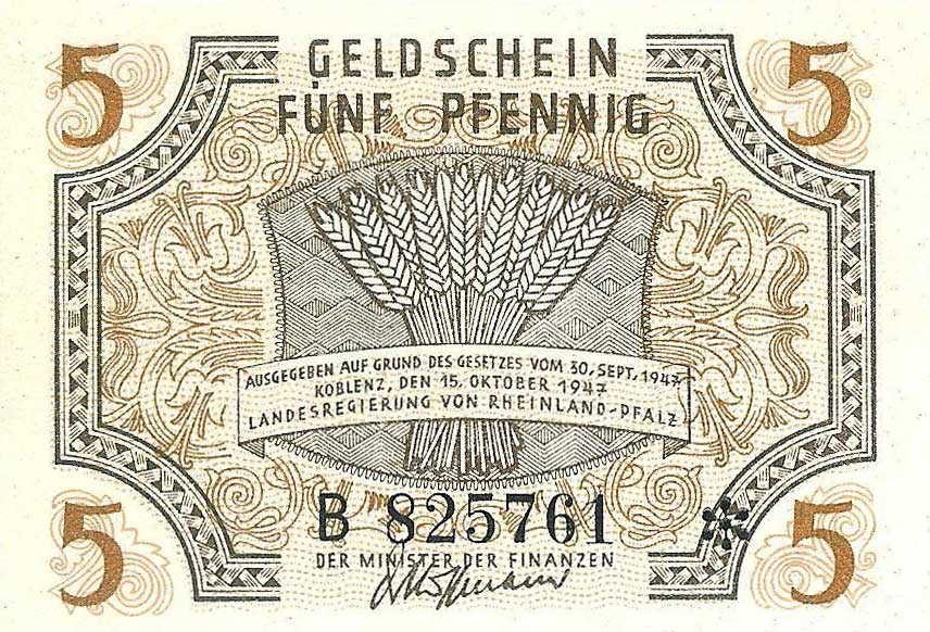RealBanknotes.com > Germany pS1004: 5 Pfennig from 1947