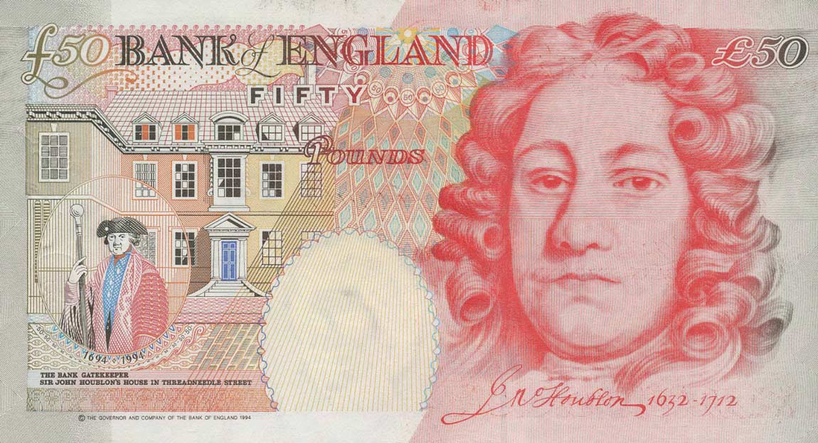 RealBanknotes.com > England p388b: 50 Pounds from 1999