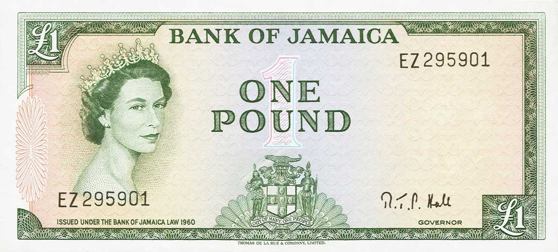 RealBanknotes Jamaica P51Cd 1 Pound From 1964 RealBanknotes Jamaica P51Cd 1 Pound From 1964