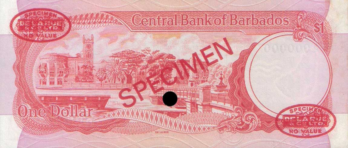 RealBanknotes.com > Barbados p29s: 1 Dollar from 1973
