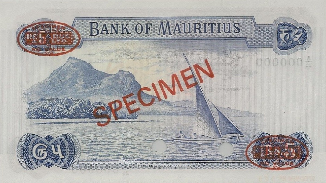 RealBanknotes.com > Mauritius p30s: 5 Rupees from 1967