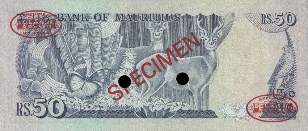 RealBanknotes.com > Mauritius p37s: 50 Rupees from 1986