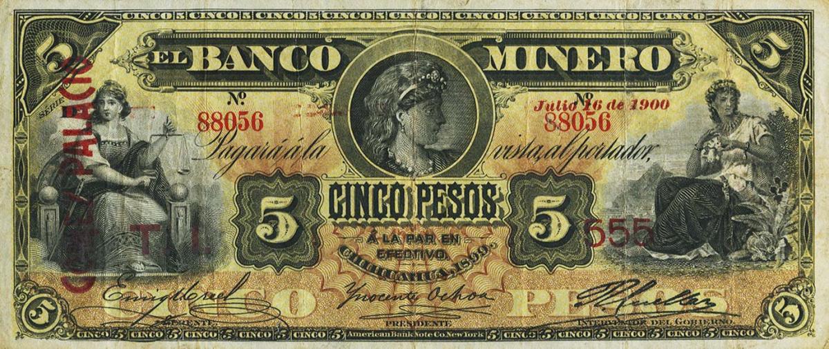 RealBanknotes.com > Mexico pS163Aj: 5 Pesos from 1898