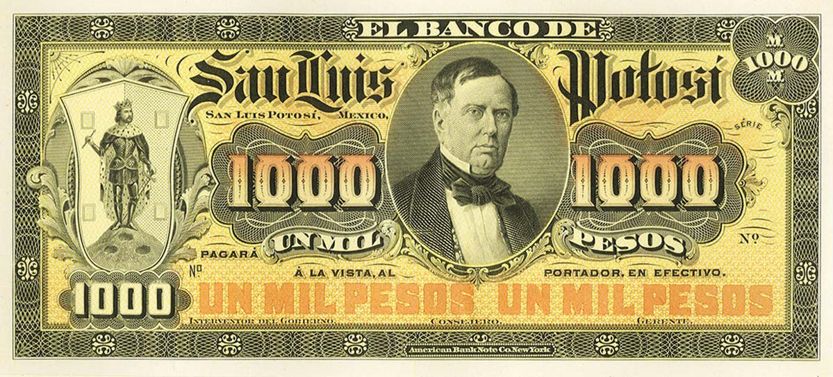 RealBanknotes.com > Mexico pS405p: 1000 Pesos from 1897