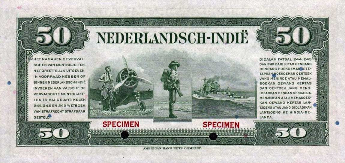 RealBanknotes.com > Netherlands Indies p116s: 50 Gulden from 1943