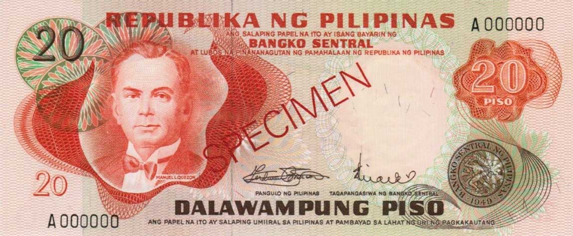 RealBanknotes.com > Philippines p145s2: 20 Piso from 1969