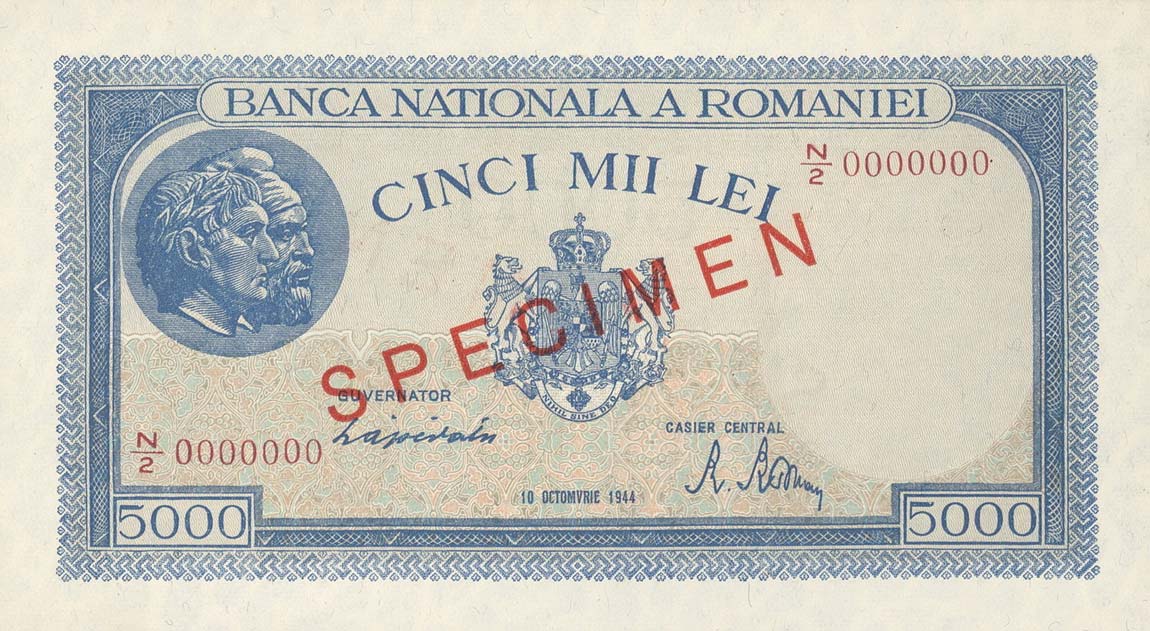 RealBanknotes.com > Romania p56s: 5000 Lei from 1944