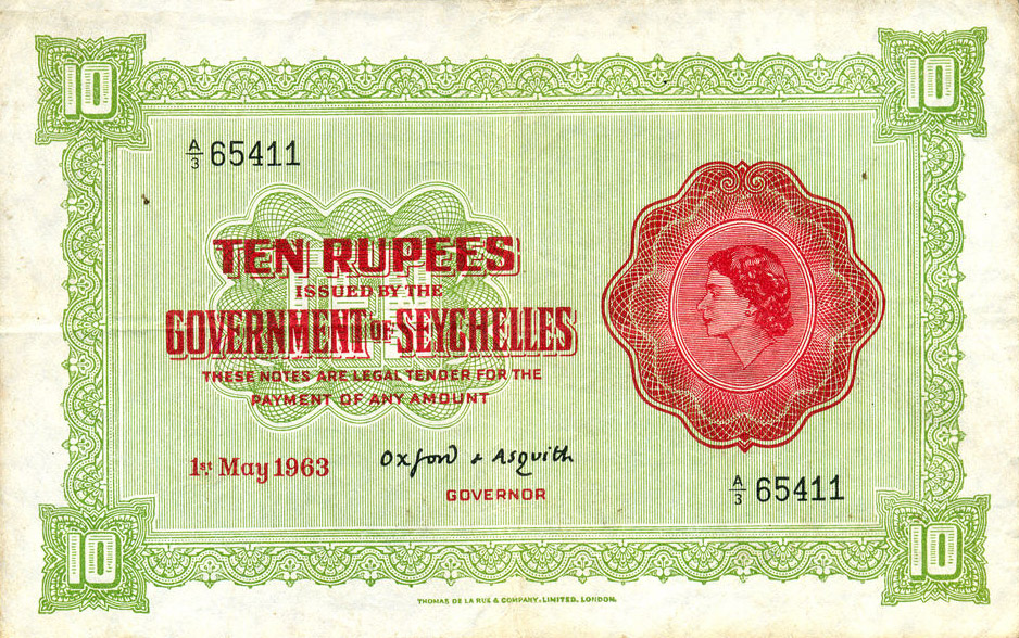 RealBanknotes.com > Seychelles p12c: 10 Rupees from 1963