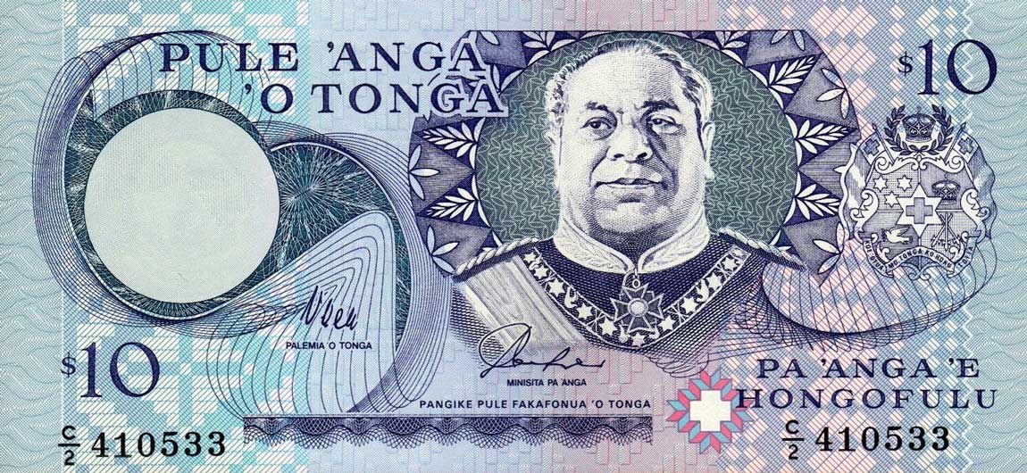 RealBanknotes.com > Tonga p34a: 10 Pa'anga from 1995