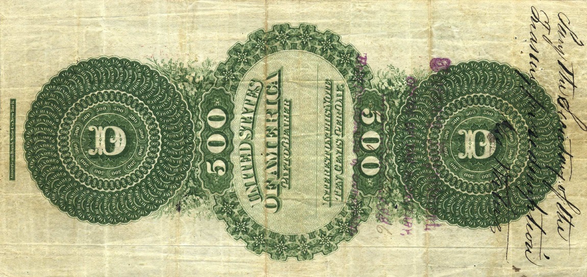 RealBanknotes United States P282 500 Dollars From 1861
