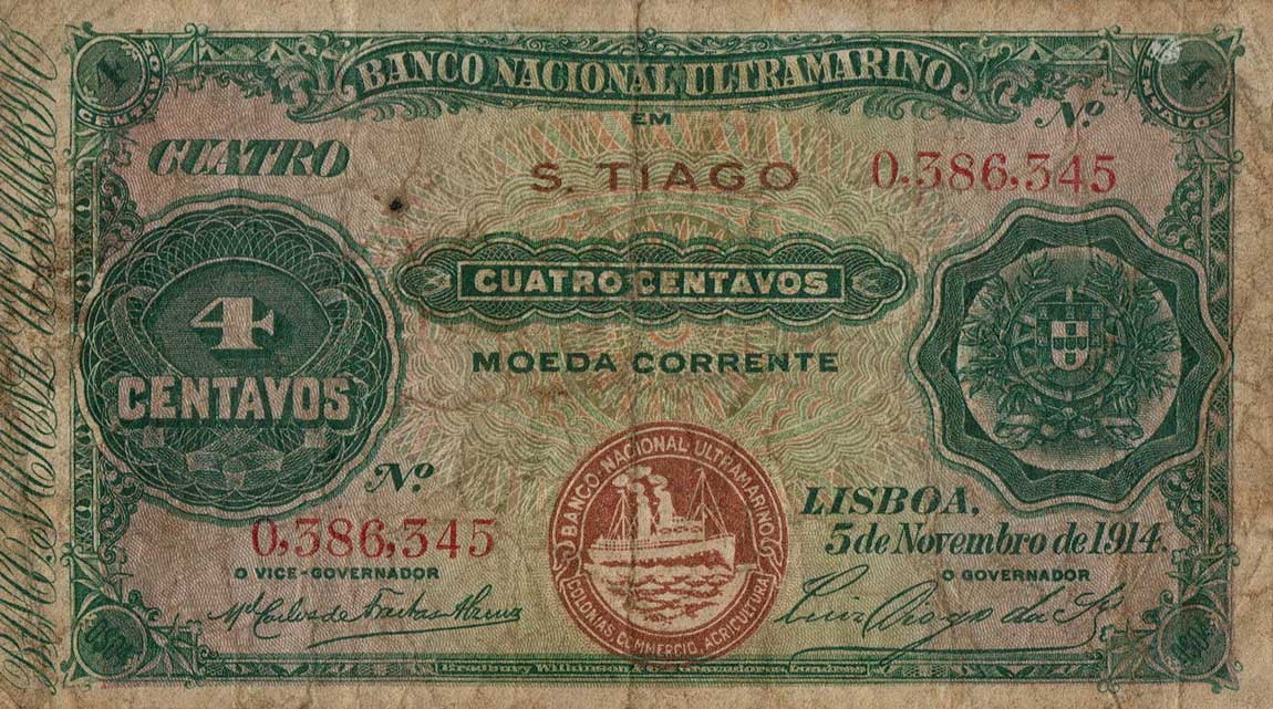 RealBanknotes.com > Cape Verde p10: 4 Centavos from 1914