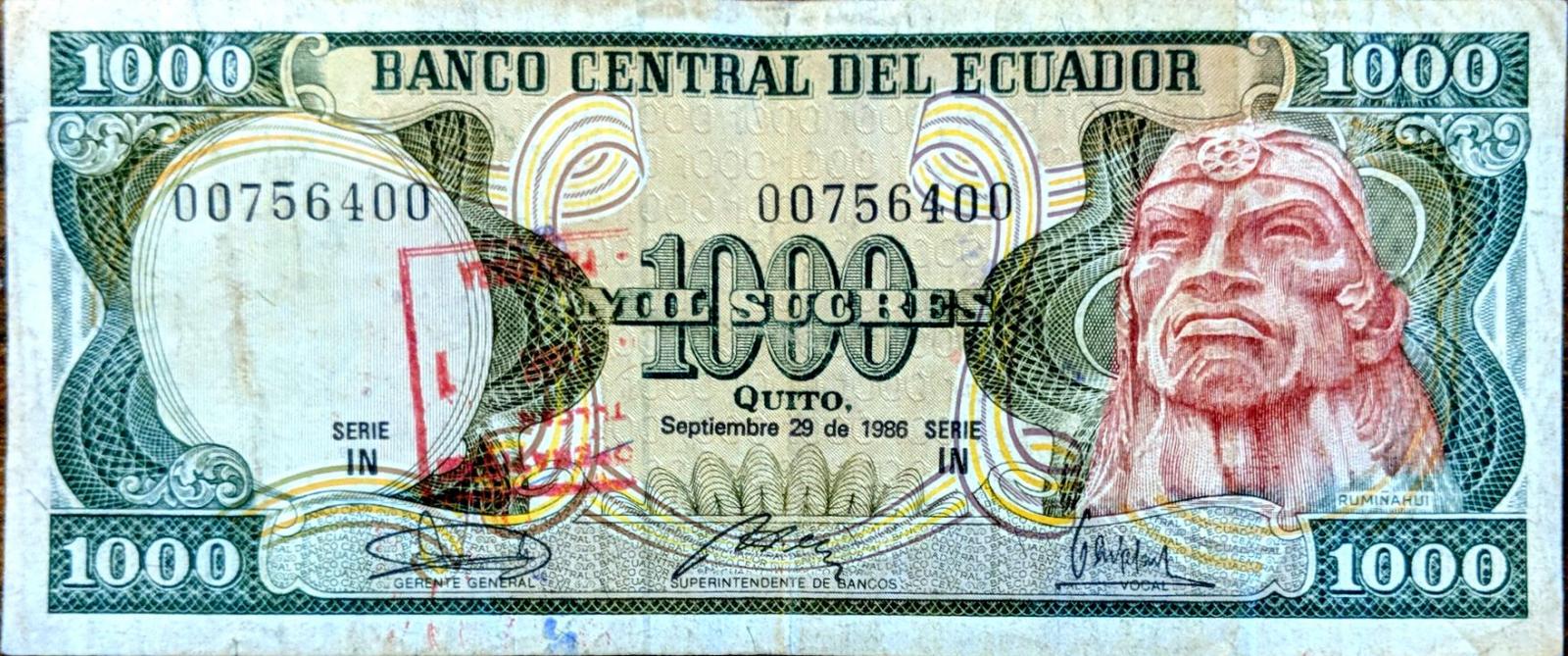 Historical and current: Paper Money from Ecuador
